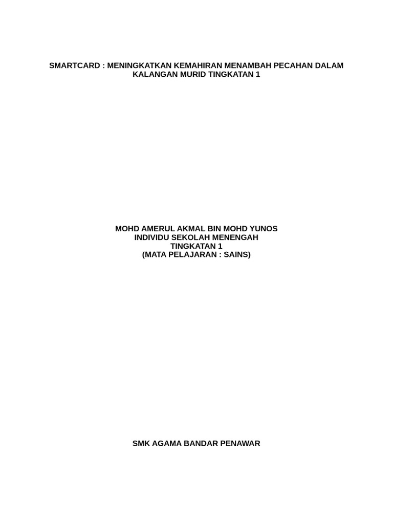 Template Muka Depan Kajian Tindakan Daerah | PDF