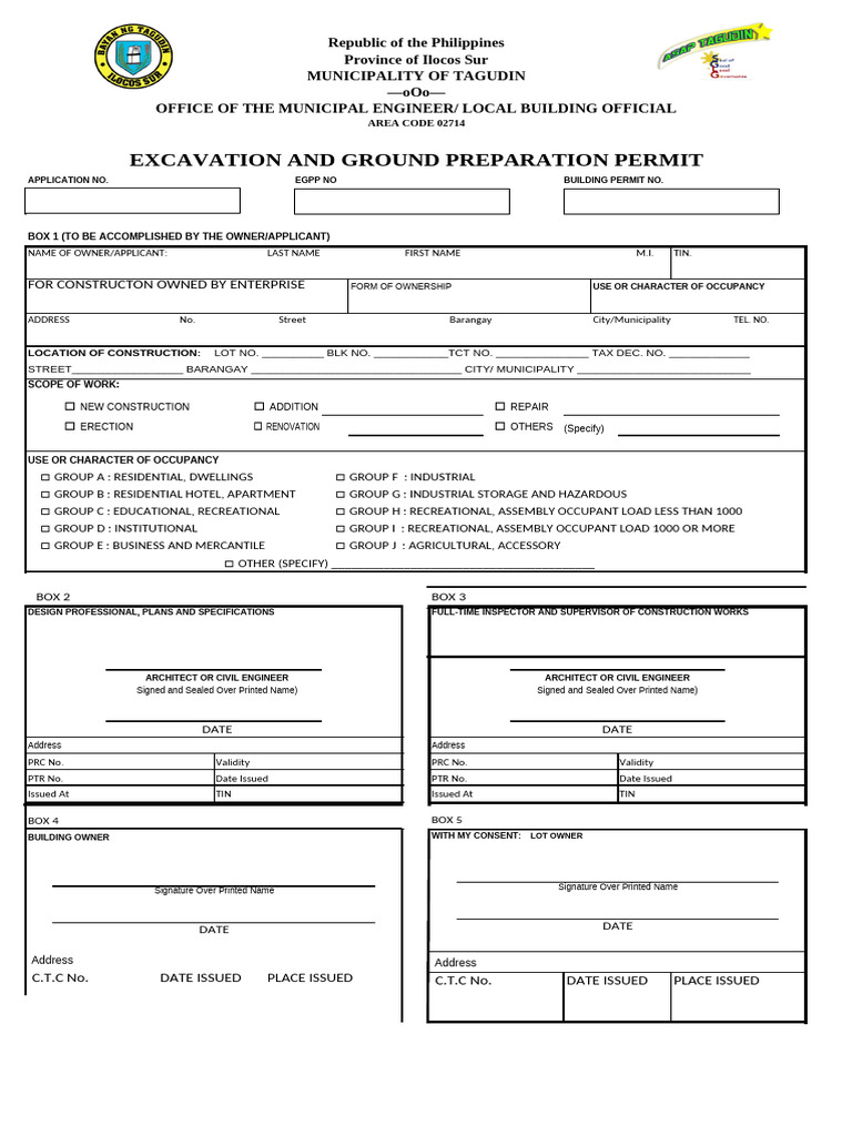 Excavation Permit Application Form | PDF | Civil Engineering