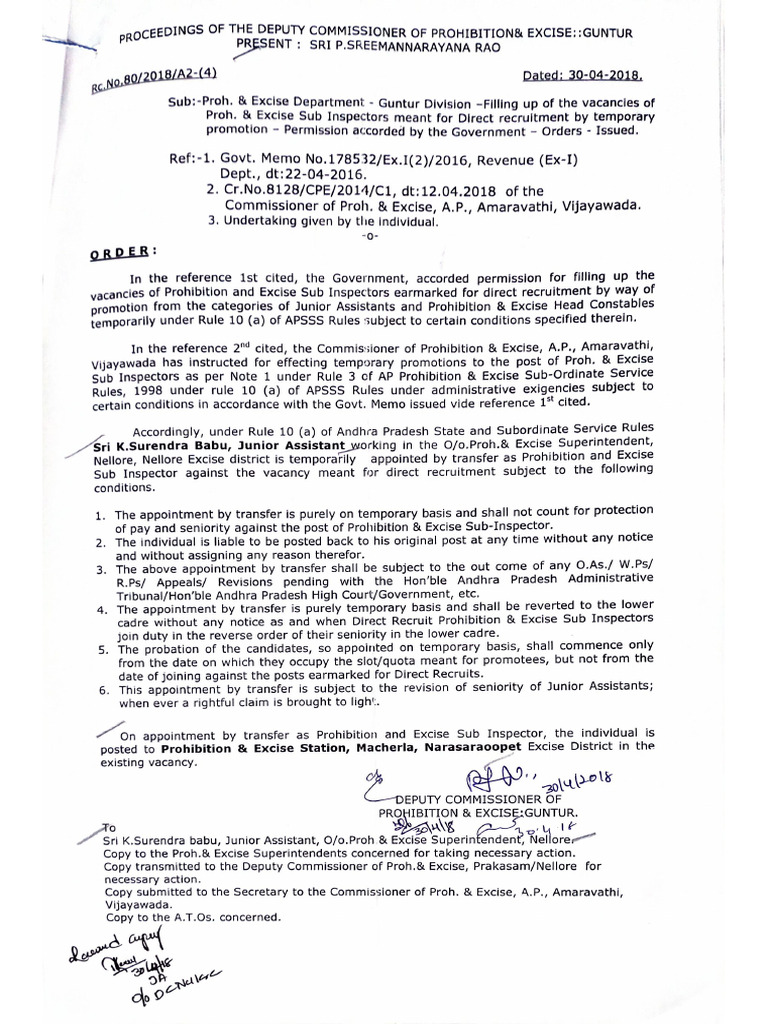 K.surendra Babu Promotion Order | PDF