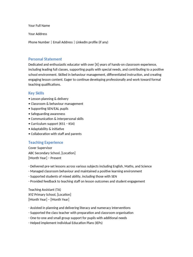 Teaching CV Template | PDF