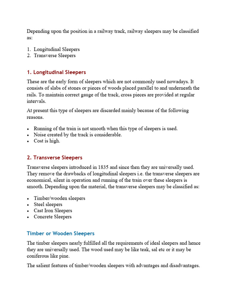 Types of Sleepers | PDF | Civil Engineering | Transport Infrastructure