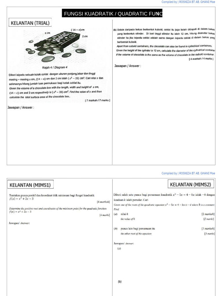 1 Fungsi Dan Persamaan Kuadratik Quadratic Function and Equation - PDF ...