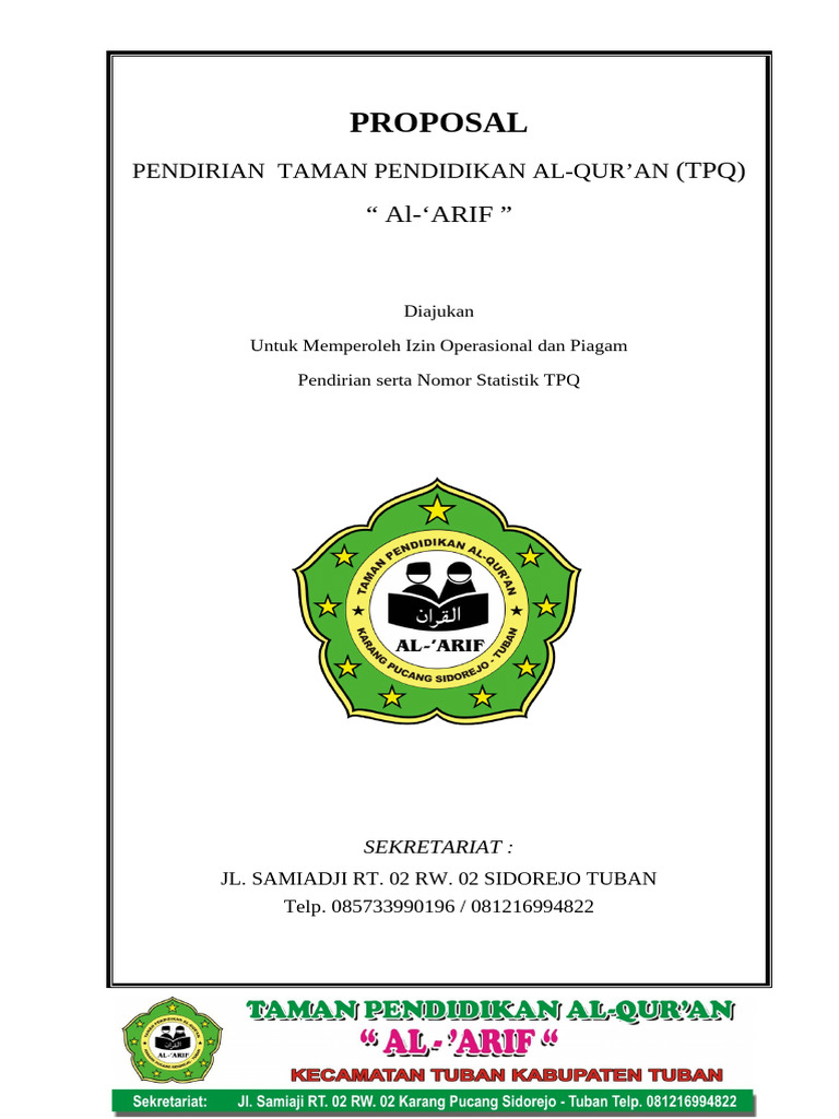 Pendirian TPQ Al-‘Arif di Tuban | PDF