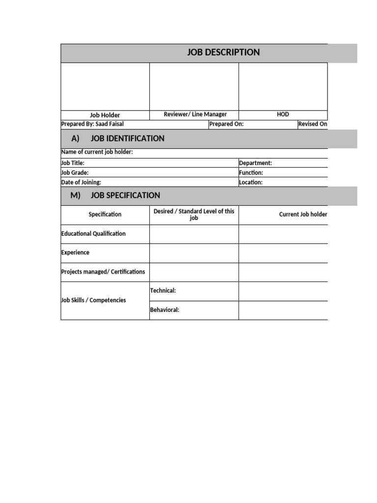 Job Description Form | PDF