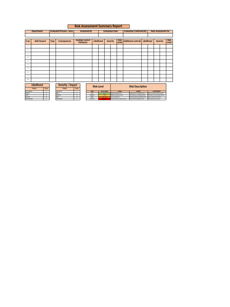 Risk Assessment Summary Report | PDF