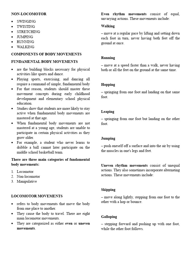 Components of Body Pe Transes | PDF | Animal Locomotion | Foot
