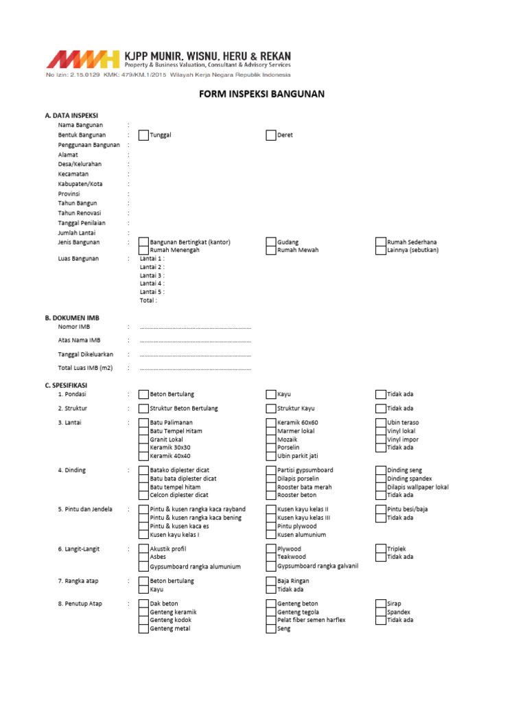Form Inspeksi Bangunan | PDF