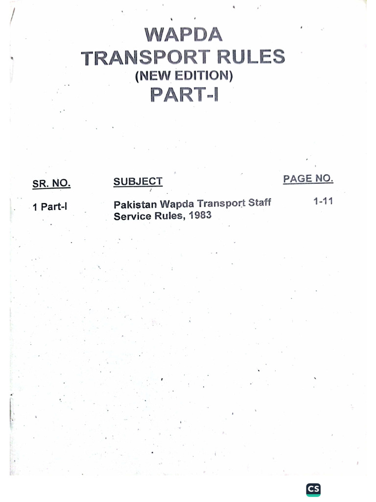 Transport Rules Part I II 1984 | PDF