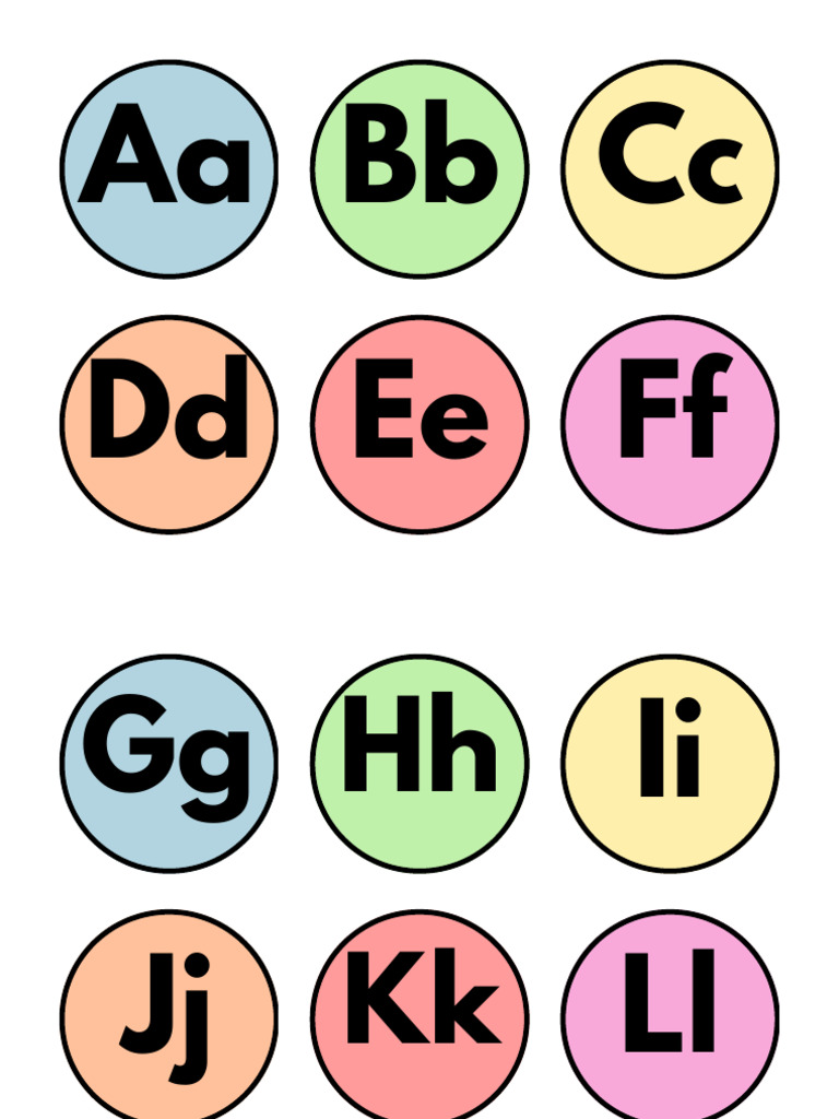 Alphabet Letters A-Z Circle Flashcards in Colorful Bold Style ...