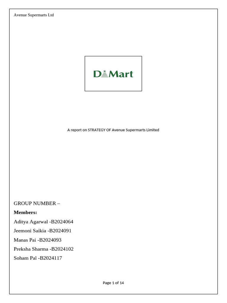 SM Dmart Consolidated | PDF | Retail | Supermarket