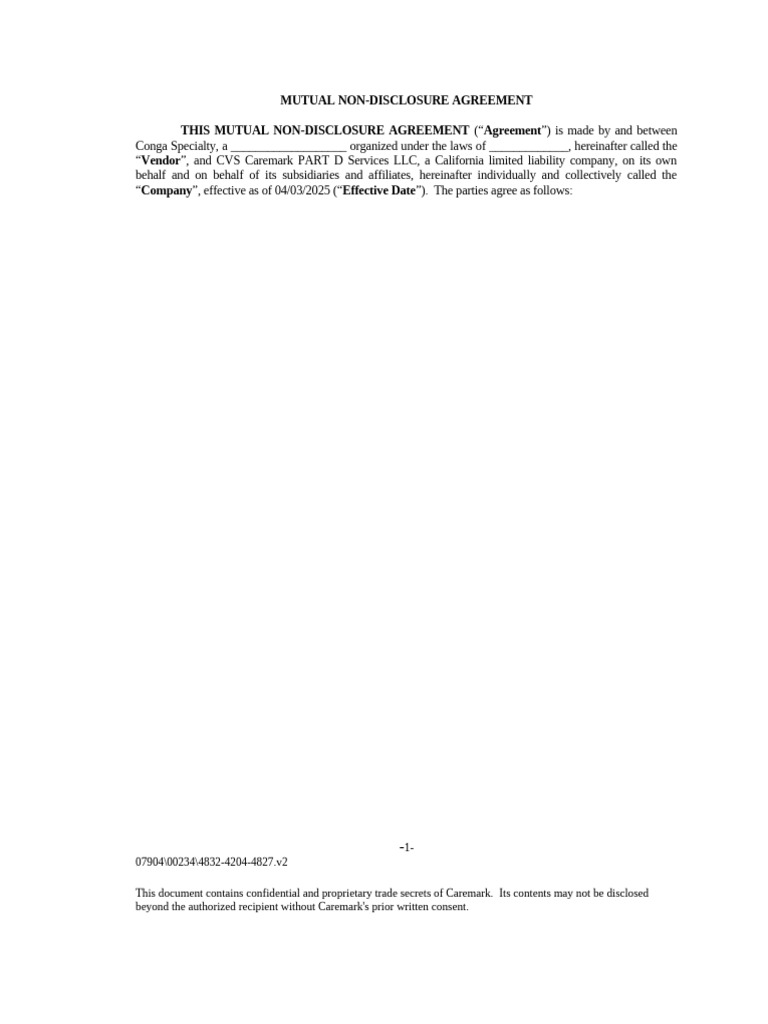 CVS Caremark PART D Services LLC | PDF | Non Disclosure Agreement ...