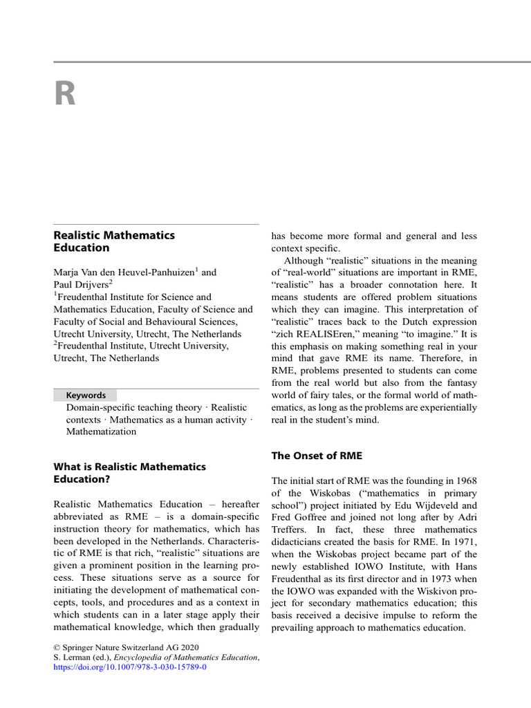 Overview of Realistic Mathematics Education | PDF | Mathematics | Science