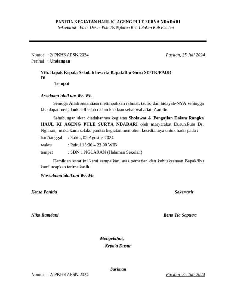 Undangan Haul Ki Ageng Pule 2024 | PDF