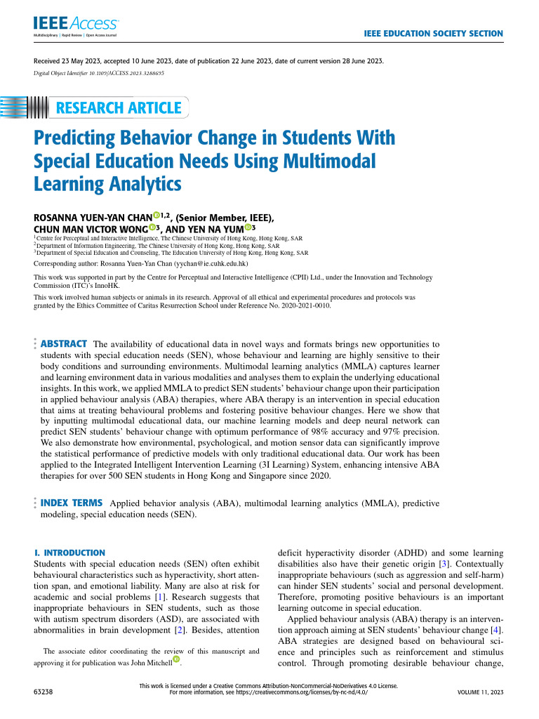Predicting Behavior Change in Students | PDF | Learning | Statistics