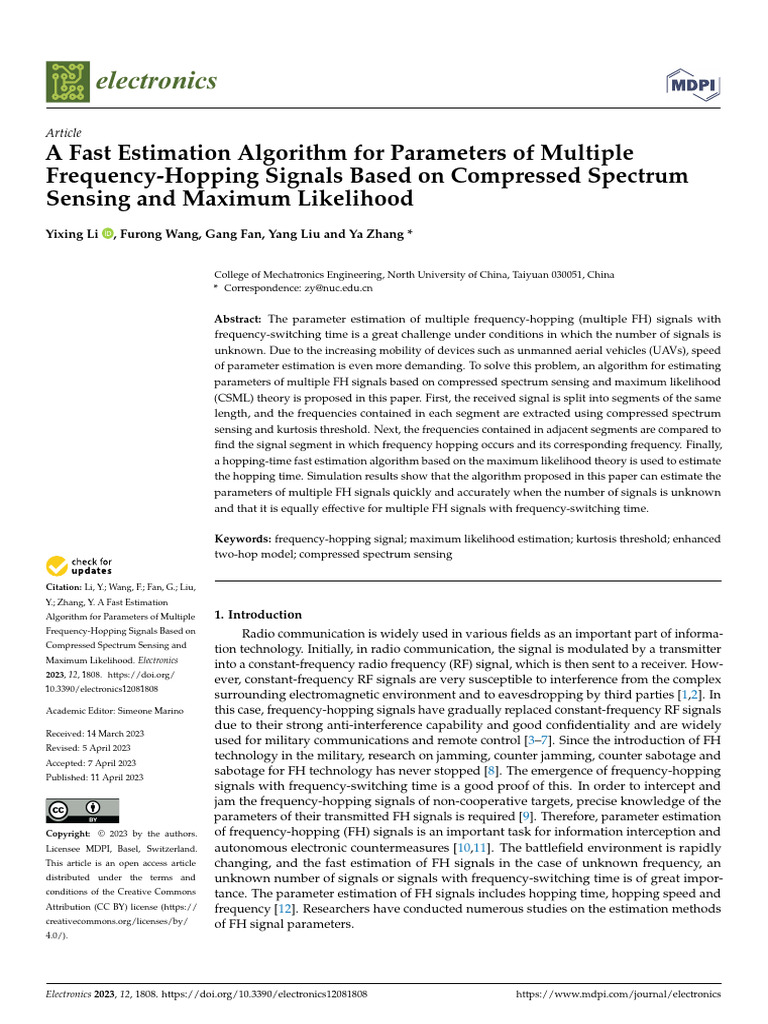 A Fast Estimation Algorithm For Parameters of Multiple Frequency-Hopping Signals Based On ...