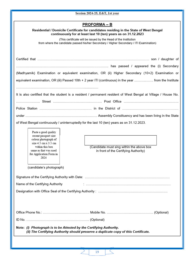 Proforma B (1st Year) | PDF