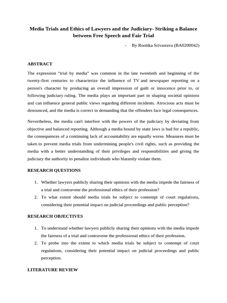 Media Trials: Balancing Ethics and Justice | PDF | Lawyer | Trials