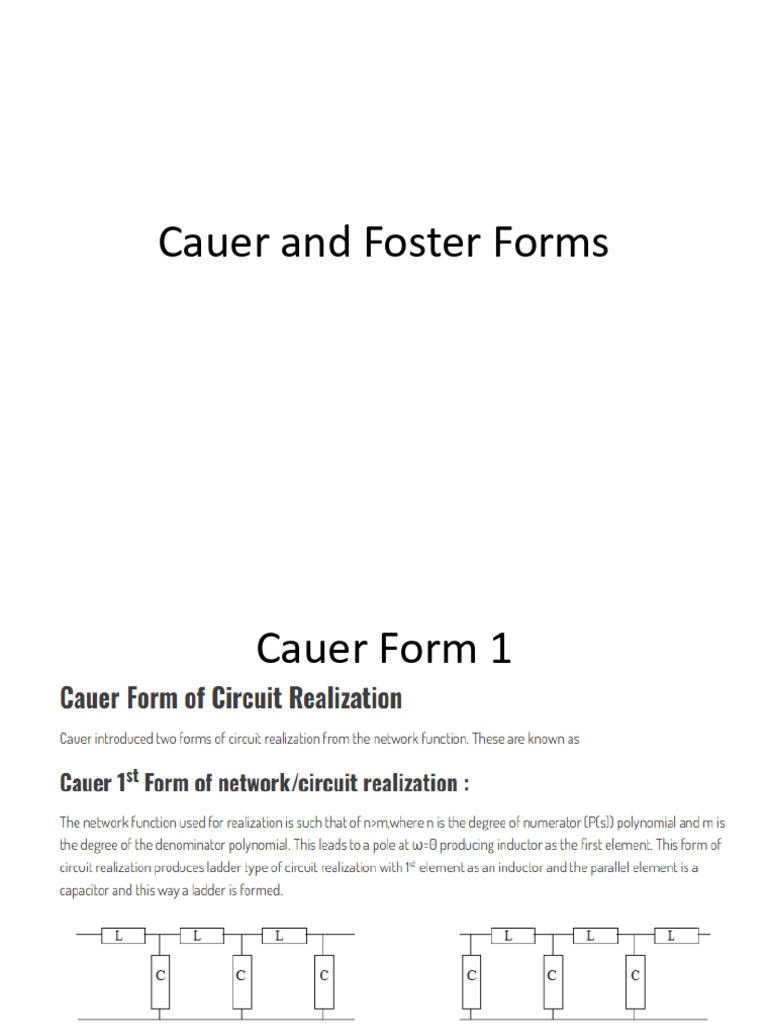 Cauer and Foster Forms | PDF