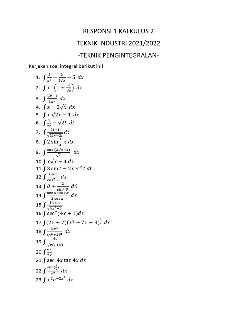 Responsi 1 Kalkulus 2 Ti | PDF