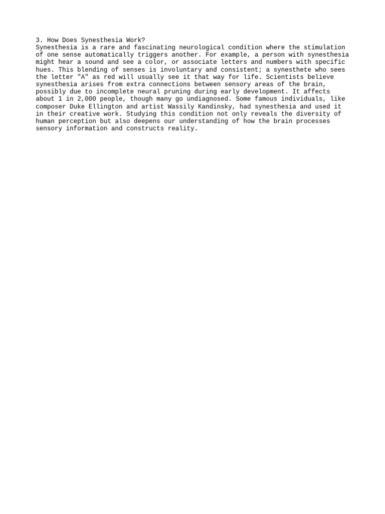 How Does Synesthesia Work | PDF