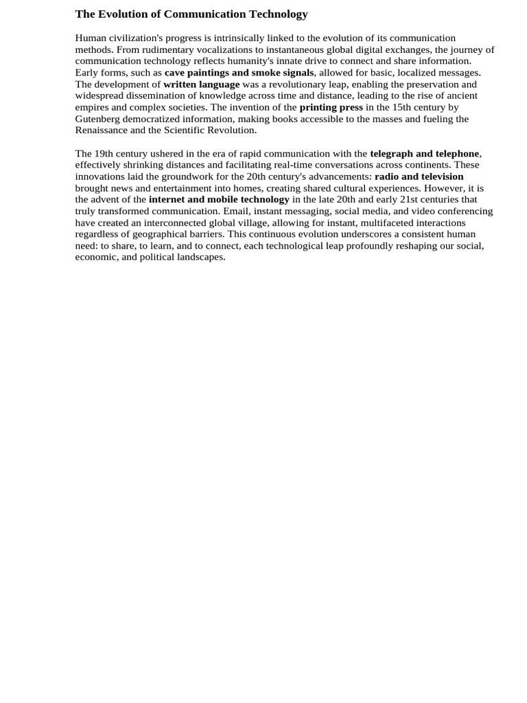 The Evolution of Communication Technology. | PDF