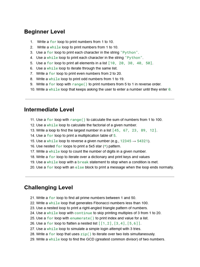 Python For and While Loop | PDF | Control Flow | Computer Programming