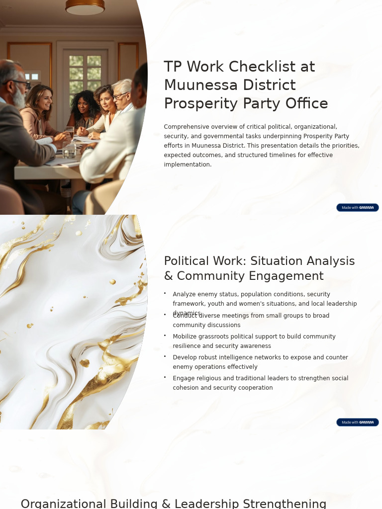 TP Work Checklist at Muunessa District Prosperity Party Office | PDF ...