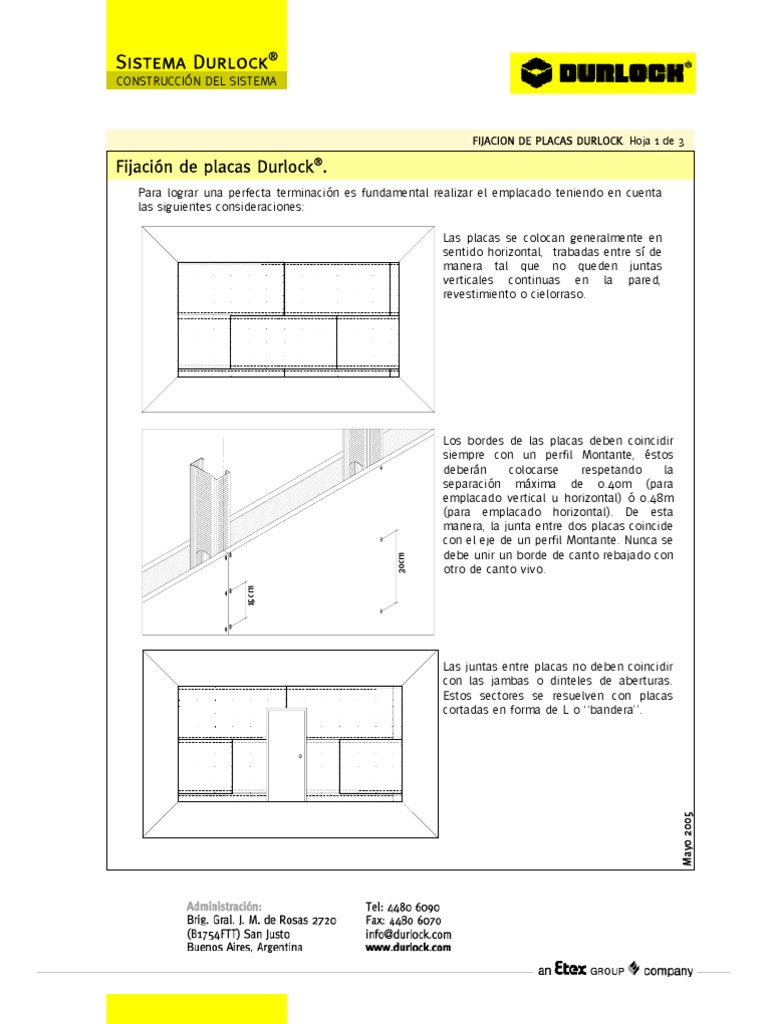 Fijación de Placas Durlock®: Guía Práctica | PDF