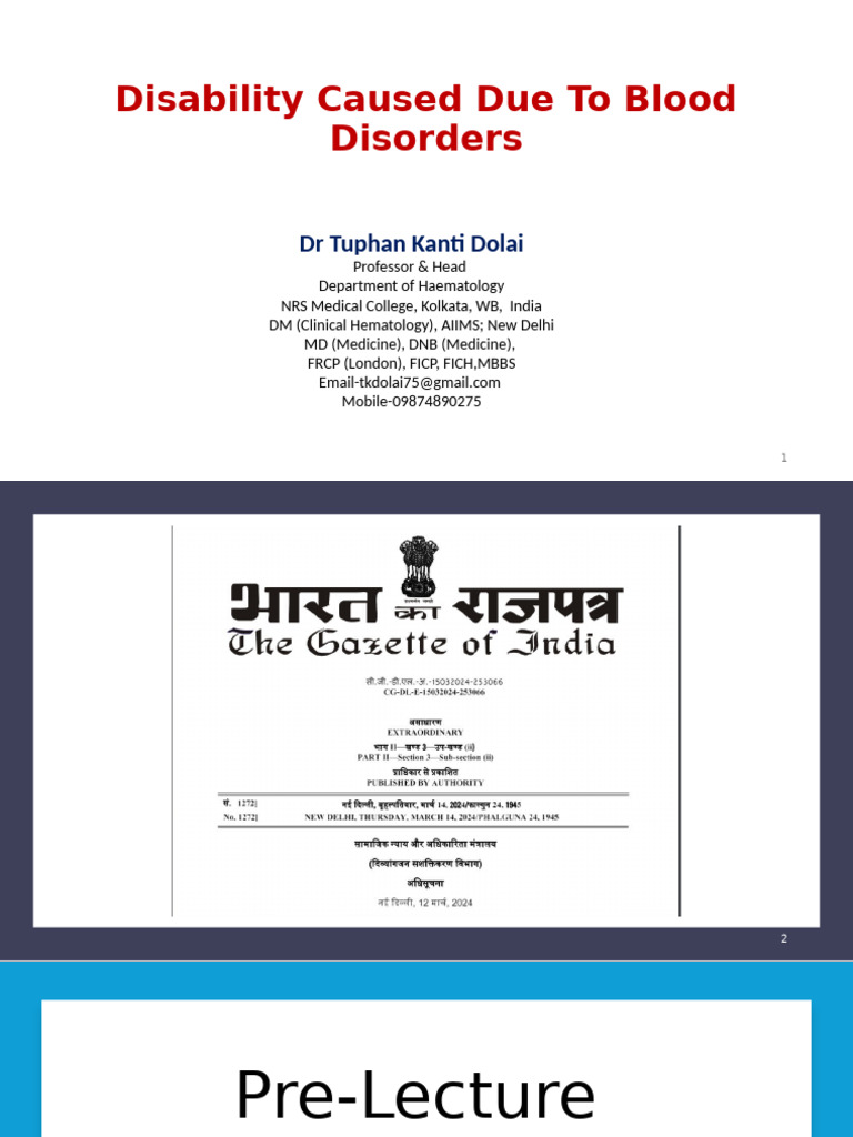 Disability Blood Disorders - Tuphan | PDF | Haemophilia | Diseases And Disorders