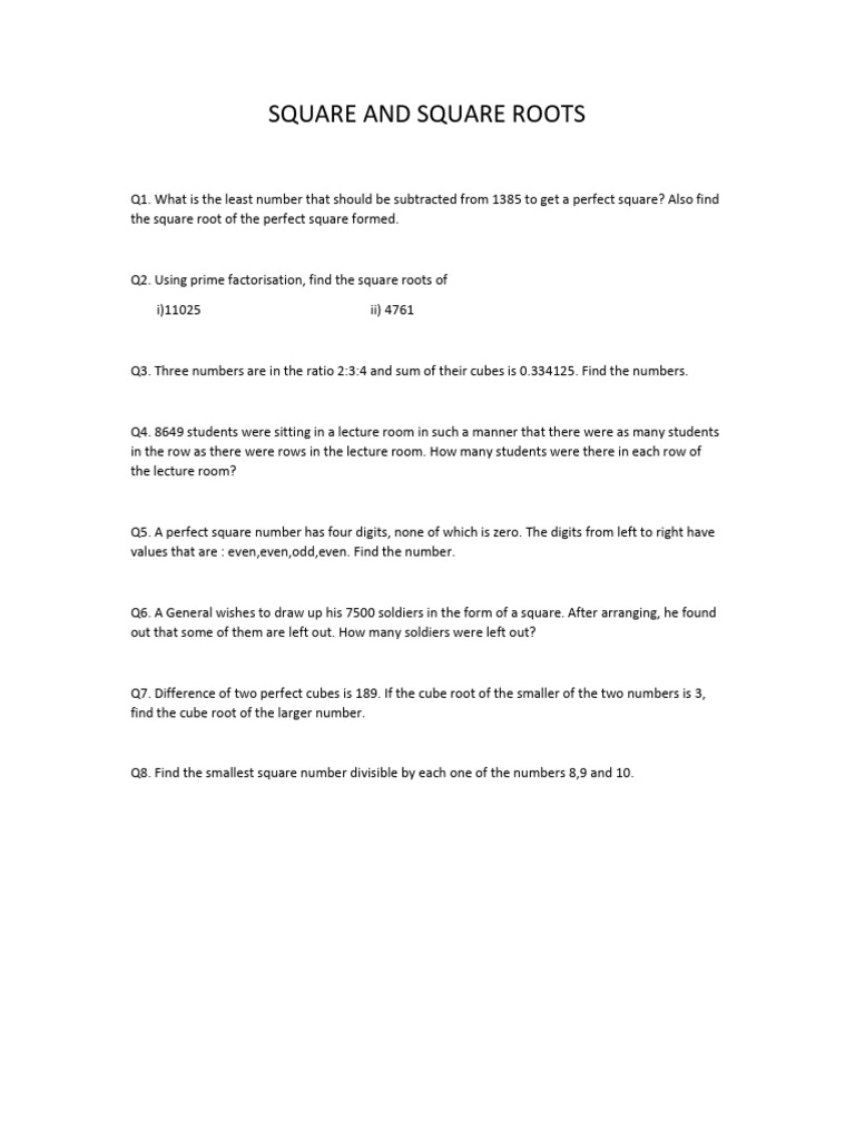 Square and Cube Root Problems | PDF
