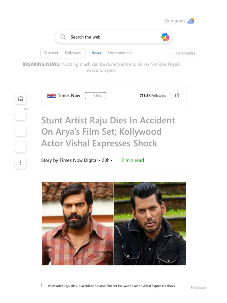 Stunt Artist Raju Dies in Accident On Arya's Film Set Kollywood Actor ...