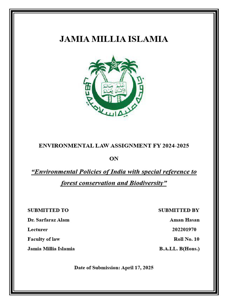 Environmental Policies Assignment | PDF | Conservation Biology ...