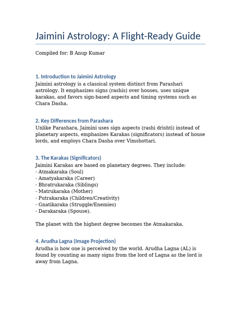 Jaimini Astrology: Key Concepts & Techniques | PDF | Hindu Astrology ...