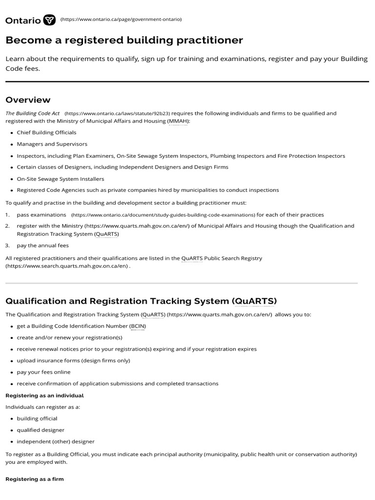 BCIN Registration for Building Practitioners | PDF