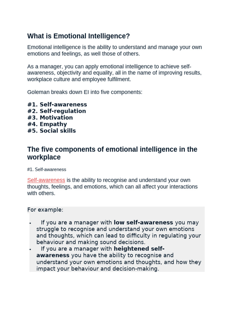 Understanding Emotional Intelligence | PDF | Motivational | Motivation