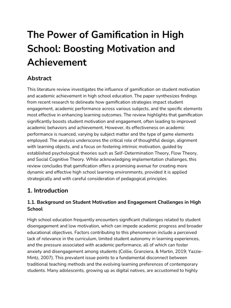 Worksheetzone Research: The Power of Gamification in High School ...
