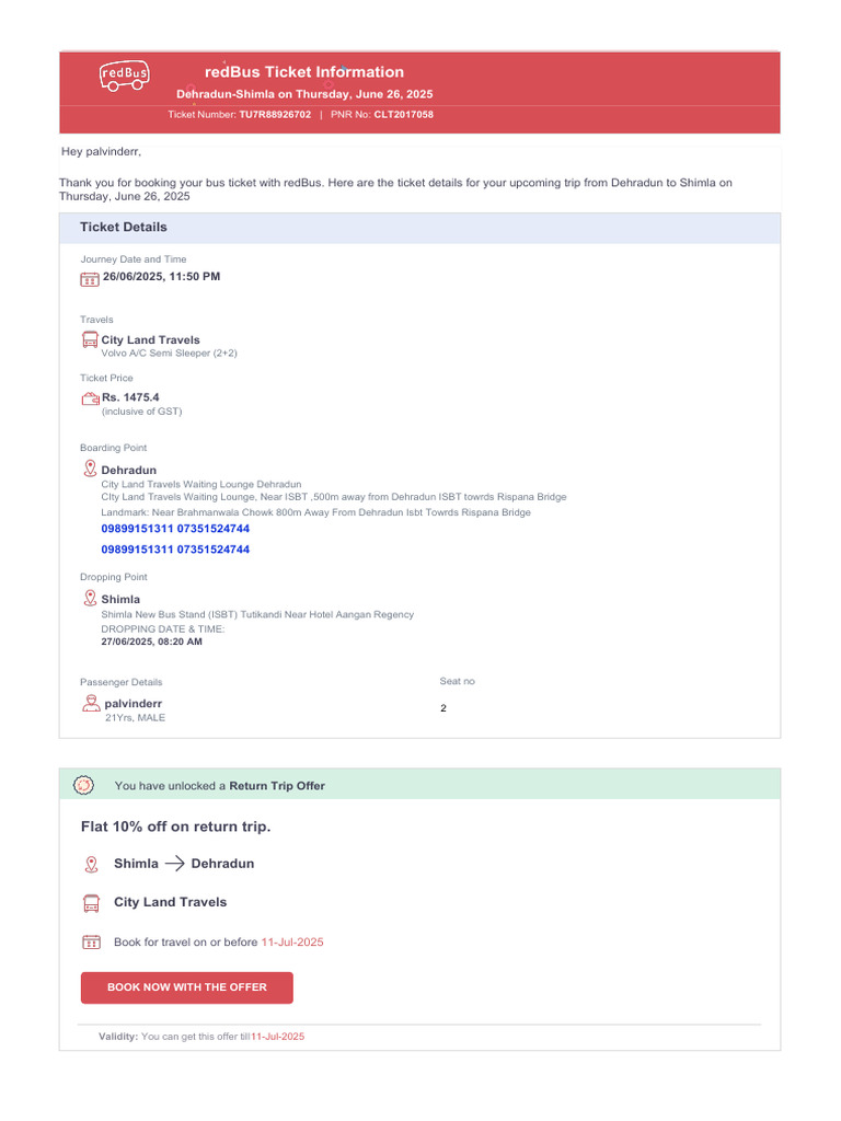 Bus Ticket TU7R88926702 | PDF | Bus | Transport