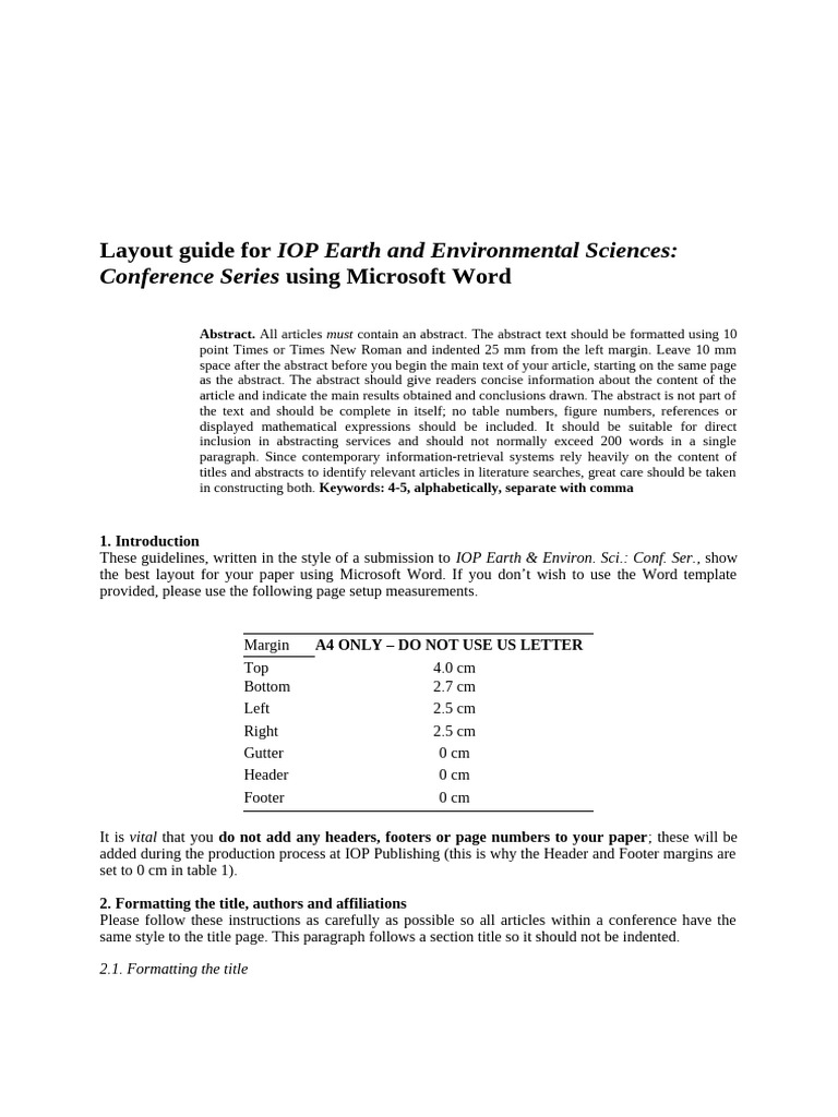 IOP Earth & Environ Sci. Manuscript Template & Guideline - ICoBio 2025 ...