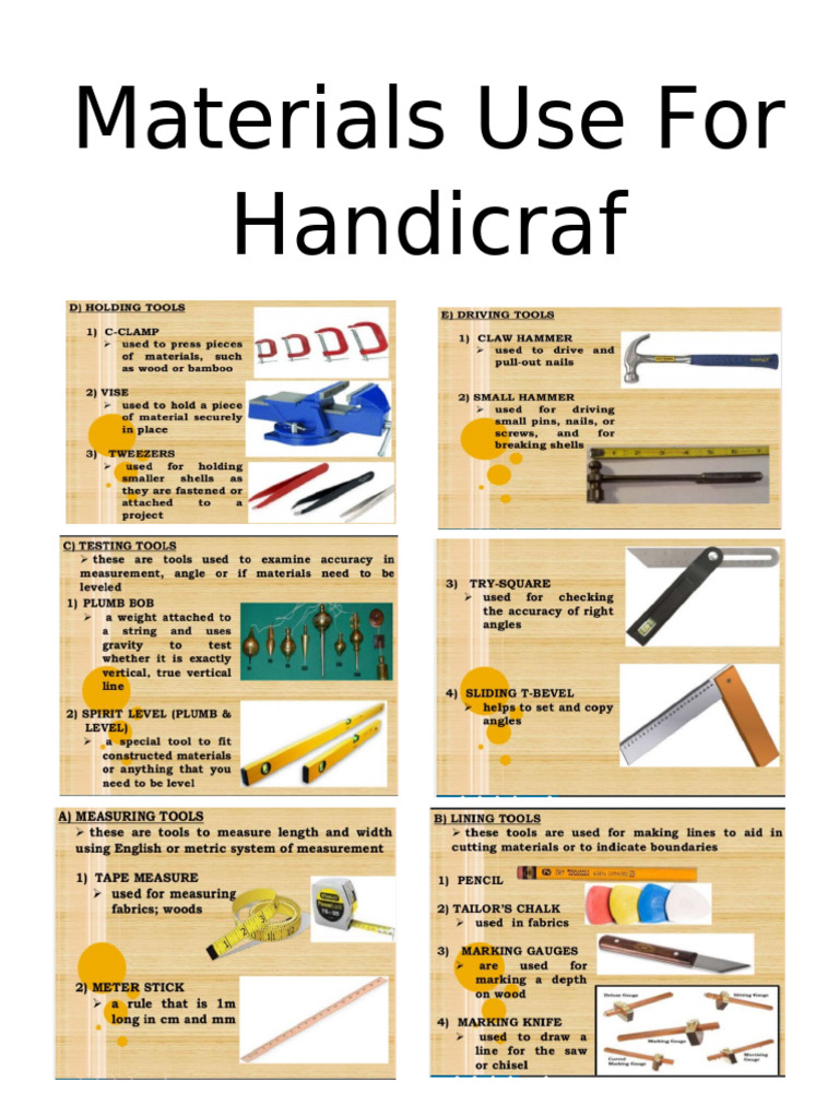 Materials and Tools For Handicraft | PDF