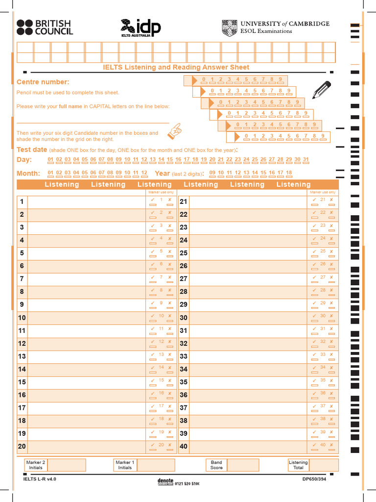 Listening Answer Sheet-1 | PDF