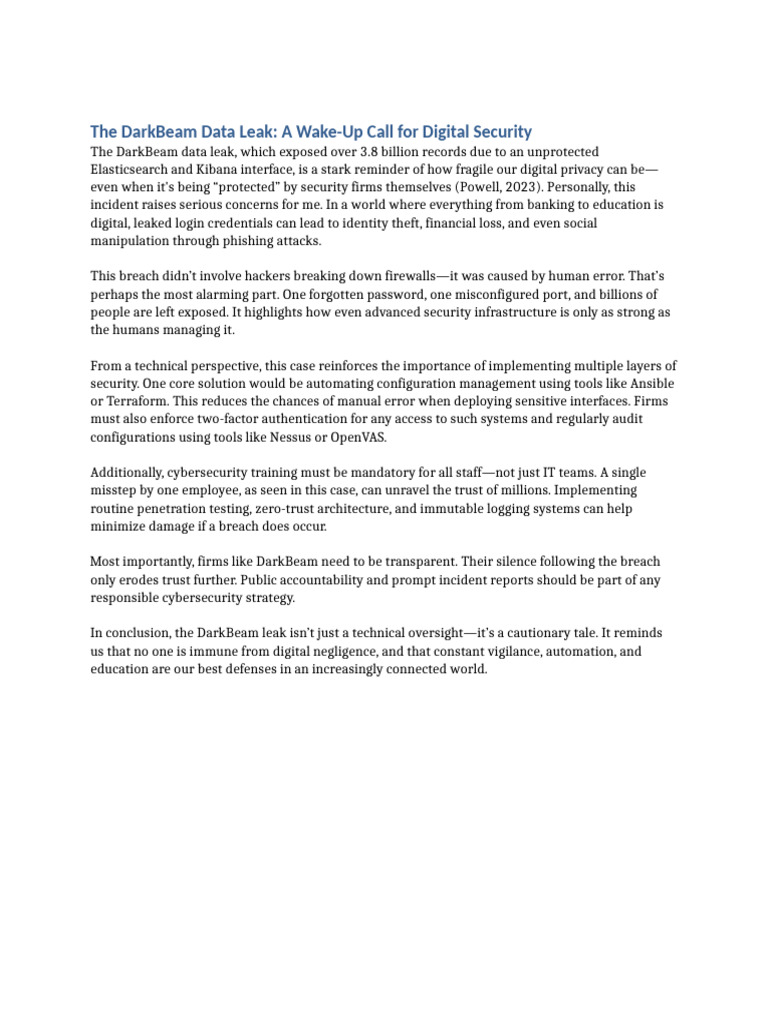 DarkBeam Data Leak Essay | PDF