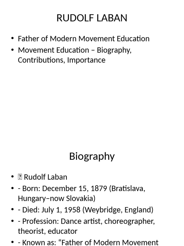 Rudolf Laban: Pioneer of Movement Education | PDF