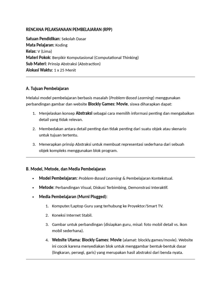 Prinsip Abstraksi dalam Koding SD | PDF
