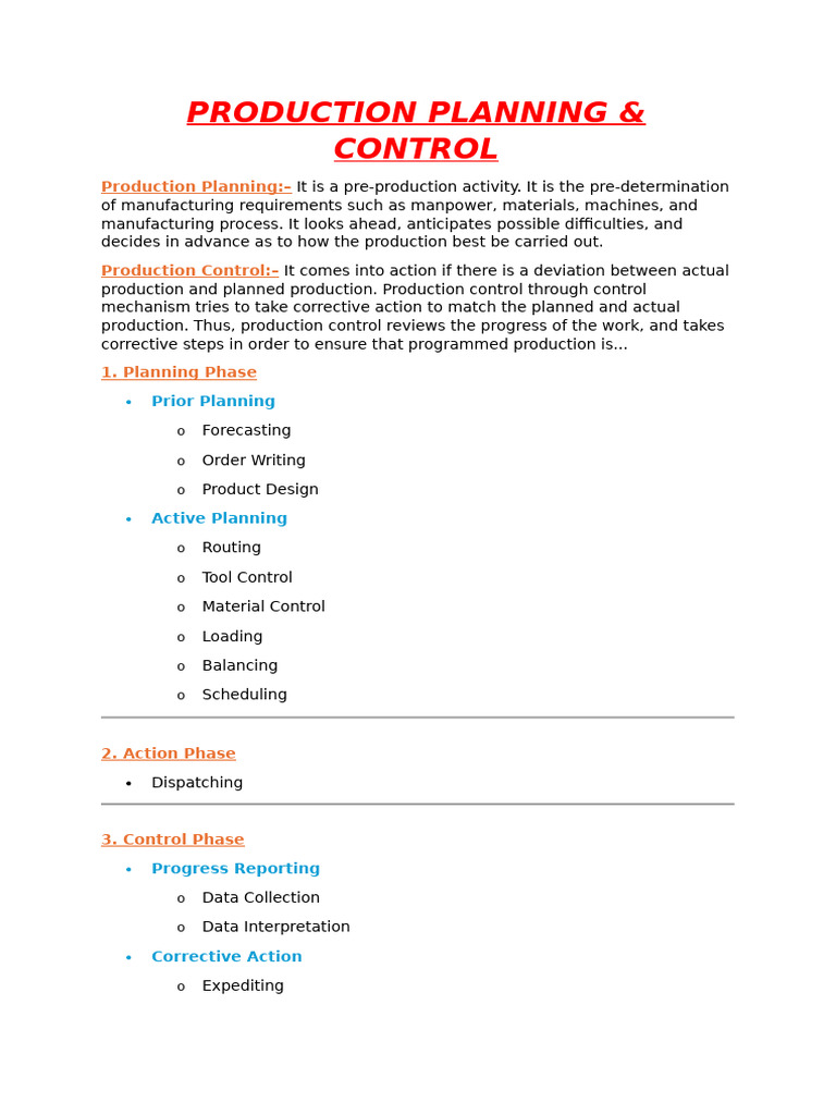 Production Planning | PDF