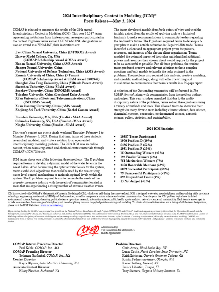 2024 ICM Problem D Results | PDF | Science | Methodology