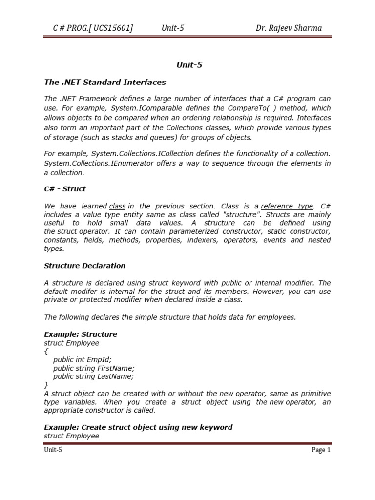Unit-5 CS | PDF | C Sharp (Programming Language) | Constructor (Object Oriented Programming)