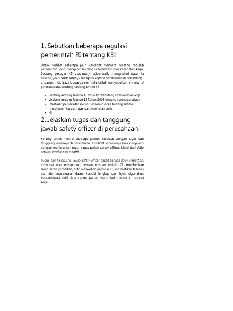 Contoh Interview HSE | PDF