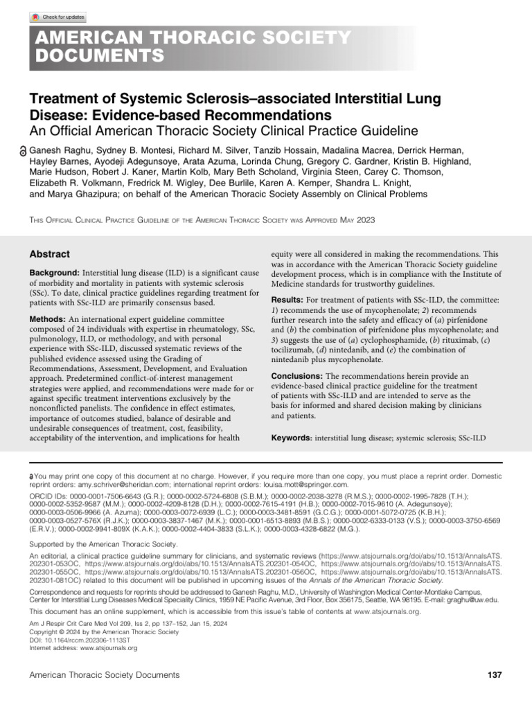 Treatment of Systemic Sclerosis Related To ILD | PDF | Evidence Based Medicine | Randomized ...