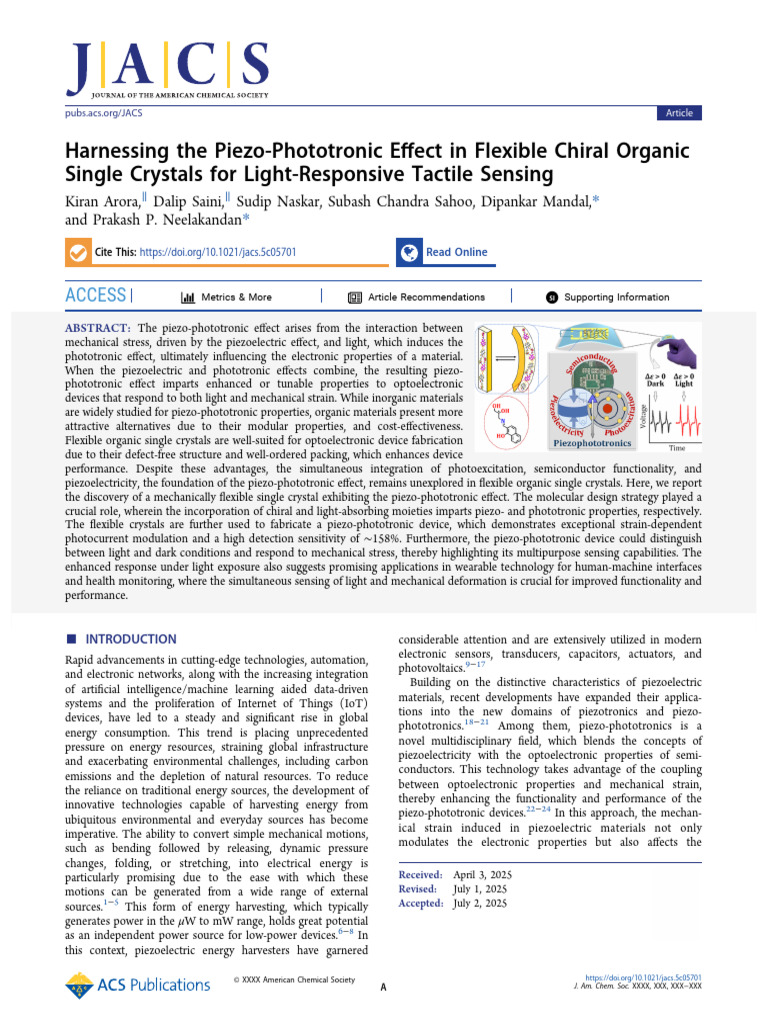 Arora Et Al 2025 Harnessing The Piezo Phototronic Effect in Flexible ...