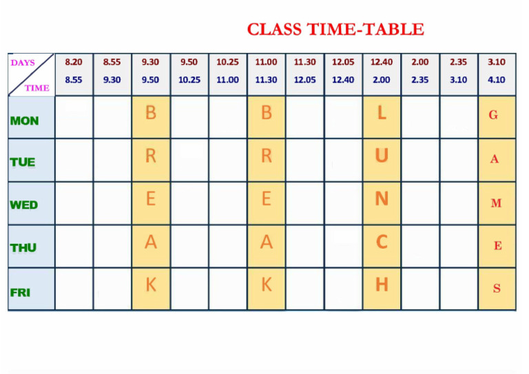 Universal Personal Time-Table | PDF